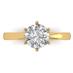 Clara Pucci 1.50 ct Round Cut Solitaire Moissanite Engagement Wedding Bridal Promise Anniversary Ring in 18K yellow Gold Size 5.5