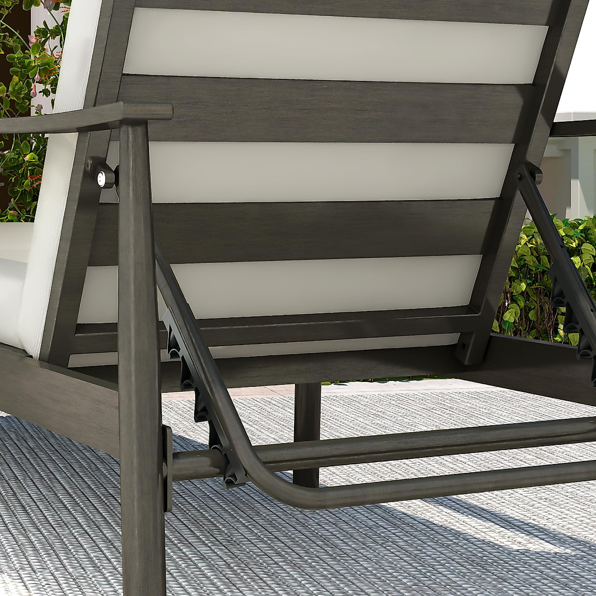 LUXIJOY Outdoor Lounge Chair with Side Table, Patio Aluminum Chaise Lounge Set of 2, Adjustable Backrest with Ergonomic Armrest, Patio Recliner Chairs Cushions for Lawn Pool Beach (Grey)