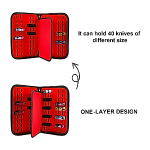 Knife Case,Knife Display Case,Knife Storage,40 Slots Folding Knife Holder Organizer,Butterfly Pocket Knife Carrier,Knives Collection Protector For Survival Tactical Outdoor EDC Mini Knife (Black+Red)