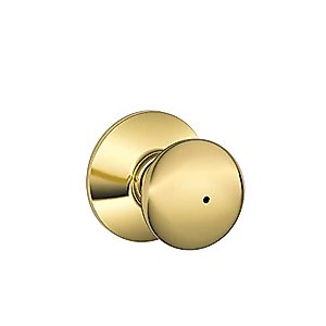 Schlage F40 V PLY 605 Plymouth Door Knob, Bed & Bath Privacy Lock, Bright Brass