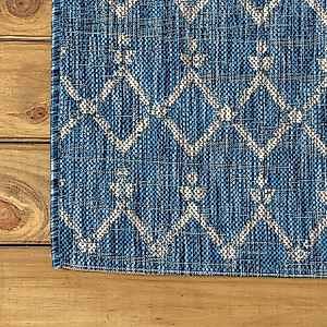 JONATHAN Y SMB108B-3 Ourika Moroccan Geometric Textured Weave Indoor Outdoor -Area Rug, Bohemian, Rustic, Scandinavian Easy-Cleaning,Bedroom,Kitchen,Backyard,Patio,Non Shedding, Navy/Light Gray, 3 X 5