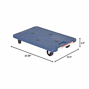 Vestil POS-1624 Plastic Dolly with Molded Handle, 220 lbs Capacity, 23-3/8" Length x 15-1/2" Width x 4-1/2" Height Deck