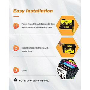 288XL Ink Cartridges with Latest Chip Remanufactured for Epson 288 Ink Cartridges Combo Pack 288 XL T288 for Epson XP-440 XP-446 XP-430 XP-340 XP-330 XP-434 Printer (2 Black,1 Cyan,1 Magenta,1 Yellow)