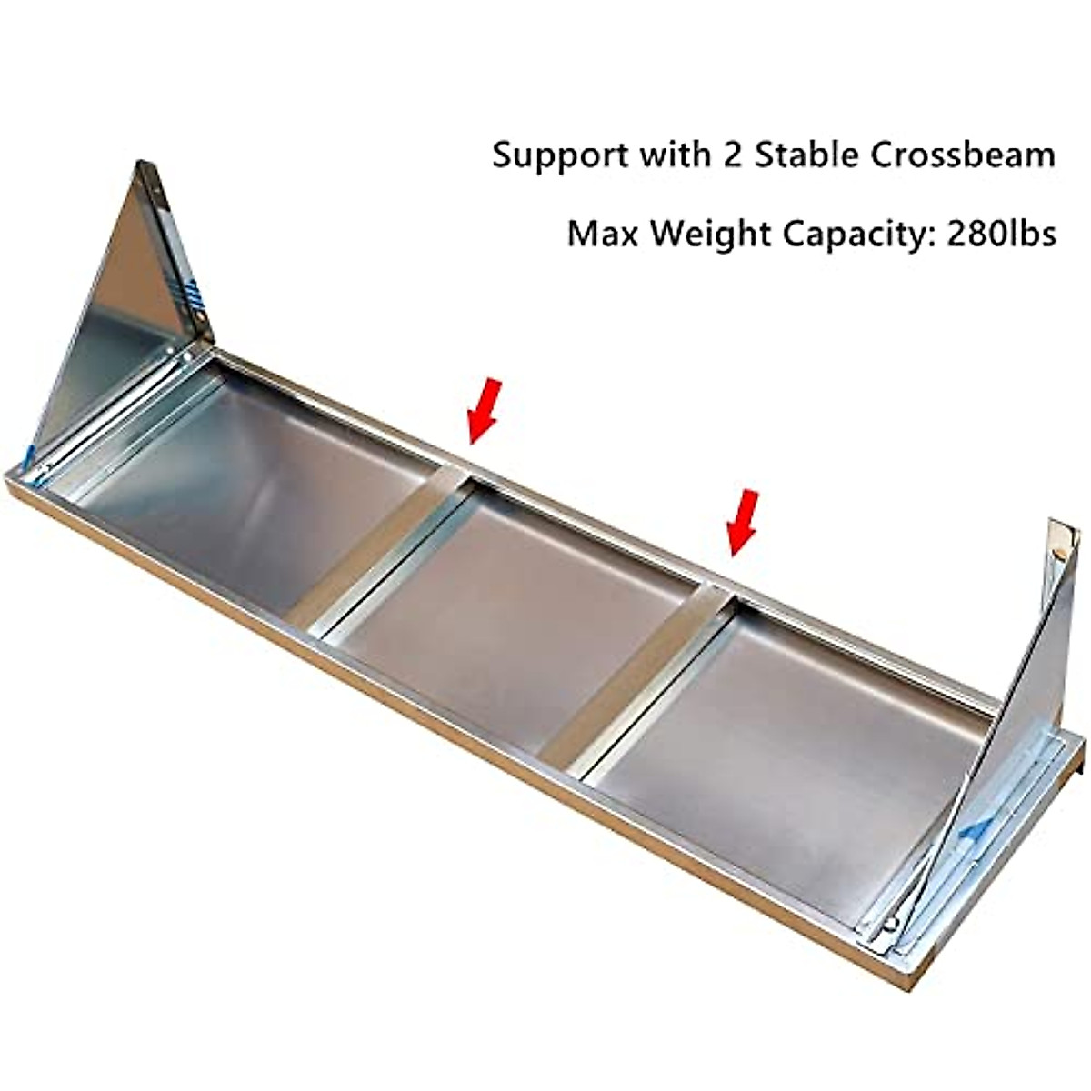 MYOYA Stainless Steel Shelf 12" x 48" 280lbs Heavy Duty Metal Shelves NSF Commercial Wall Mounted Floating Shelving with Backsplash and Brackets for Kitchen Restaurant Bar Hotel and Garage