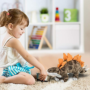 ArtCreativity 14 Inch Cozy Stegosaurus Plush Dinosaur Toy - Soft and Cuddly Stuffed Animal for Kids - Cute Nursery Decor - Carnival Prize - Best Gift for Baby Shower, Boys, Girls