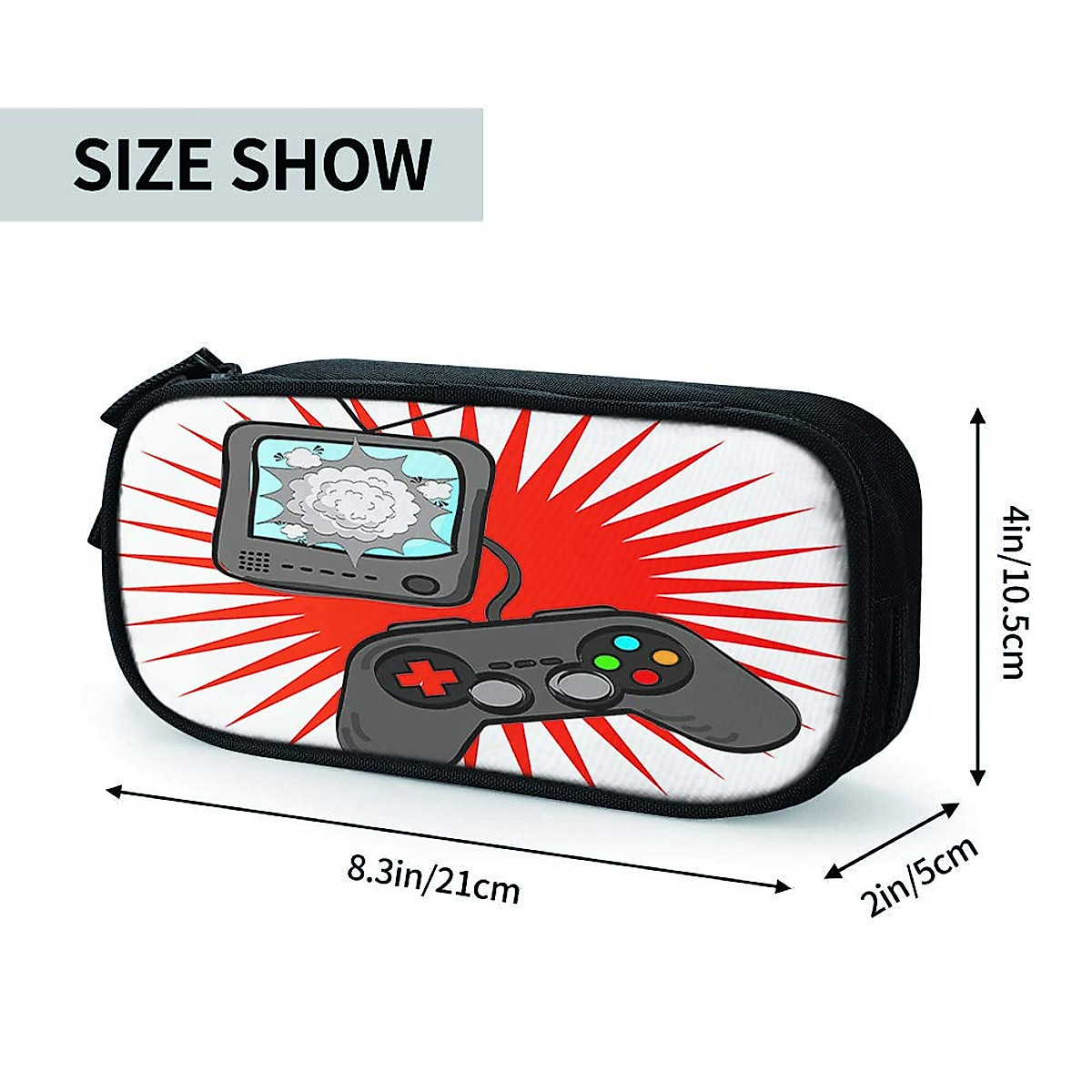 Moslion Gaming Pencil Pen Case Gamer Video Games Controller Joystick Funny Symbol Digital Sign Big Capacity Office College School Large Storage High Bag Pouch Holder Box Organizer