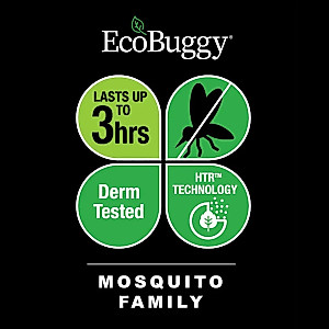 EcoBuggy Family Mosquito & Tick Repellent Spray, 100% Plant-Based Actives, DEET-Free, Extra Long-Lasting with HTR Technology, 4 Ounce, Pack of 2