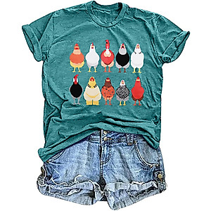Chicken Shirt for Women Farm Life T Shirt Funny Chicken Graphic Tee Shirts Casual Love Chickens Tops