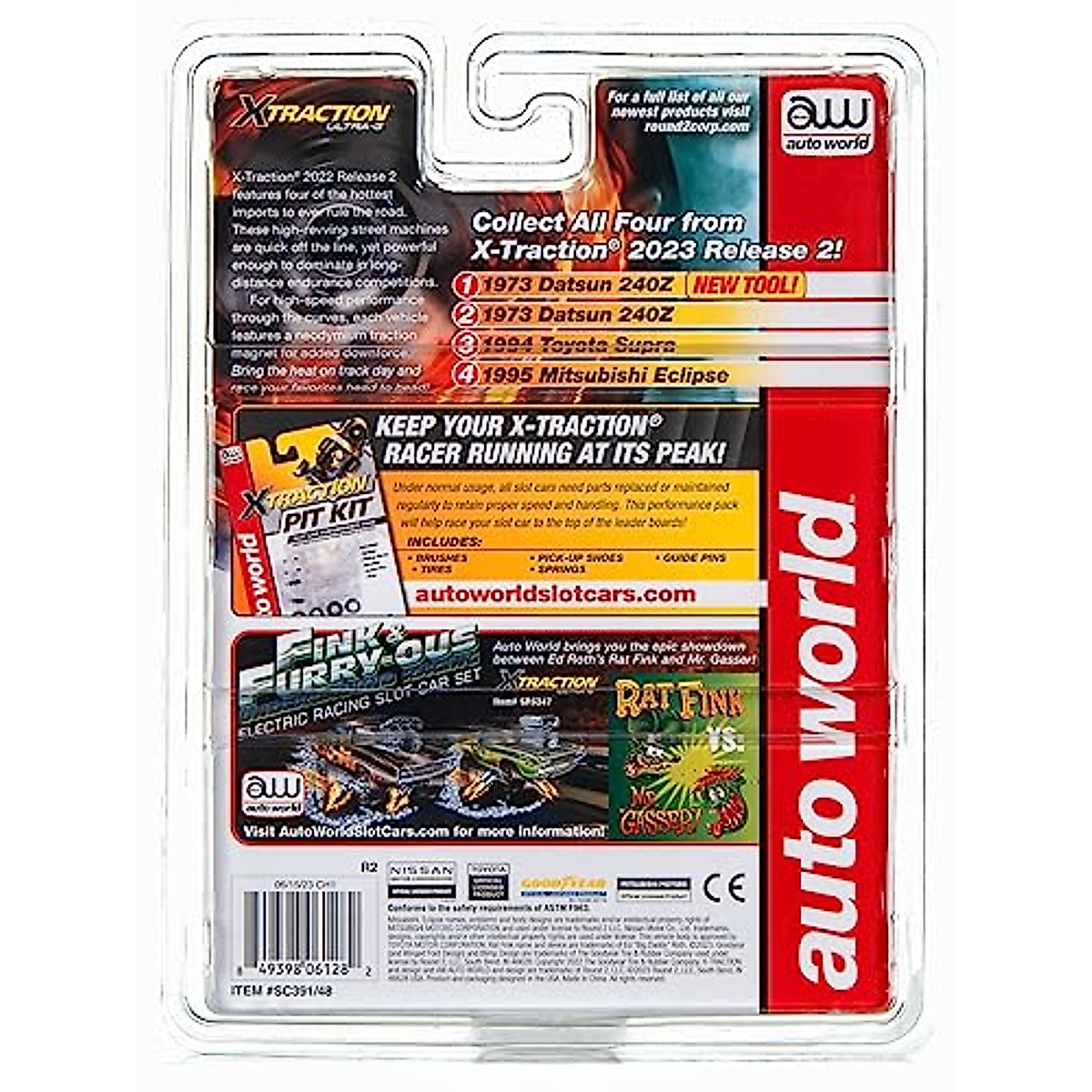 Auto World Xtraction 1973 Datsun 240Z Covered Headlights (Red) HO Scale Slot Car