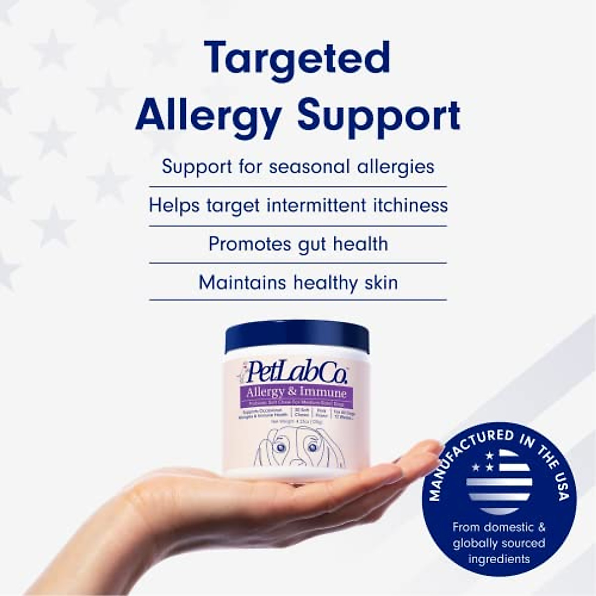 PetLab Co. Allergy & Immune – Support Your Pup with Seasonal Allergies, Intermittent Itchiness, & Healthy Yeast Production Probiotic Dog Allergy Chews. Available in Small, Medium, & Large