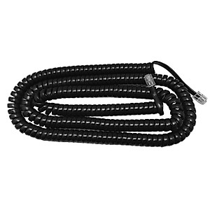 The VoIP Lounge 25 Foot Gloss Black Long Handset Receiver Curly Coil Cord for Landline Phone