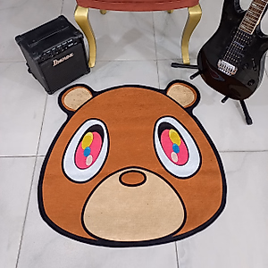 Rugendary Graduation Bear Rug LGBTQ Decorations Bear Head Shaped Carpet Hip Hop Lover Gift Mat Popular Music Room Decor Very Soft Thick Rug (Economic Quality, 2x2 ft.)