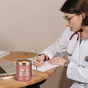 Qtencas Nurse Week Gifts, I'm a Nurse Insulated Stainless Steel Coffee Mug, Nurses Gifts for Nurse New Nurse RN Nurse Women on Nurse Week Graduation Birthday, Nursing Gifts for Nurse(12 Oz, Rose Gold)