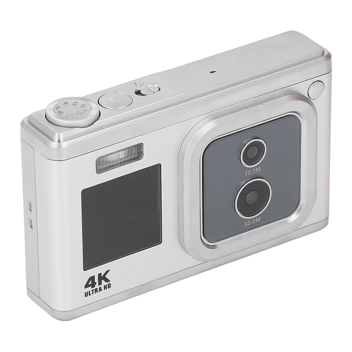Compact Digital Camera, Autofocus 50MP and 30MP Digital Camera Built in Flash for Vlog (Silver)