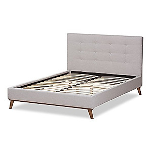 Baxton Studio Valencia Upholstered Queen Platform Bed in Gray Beige