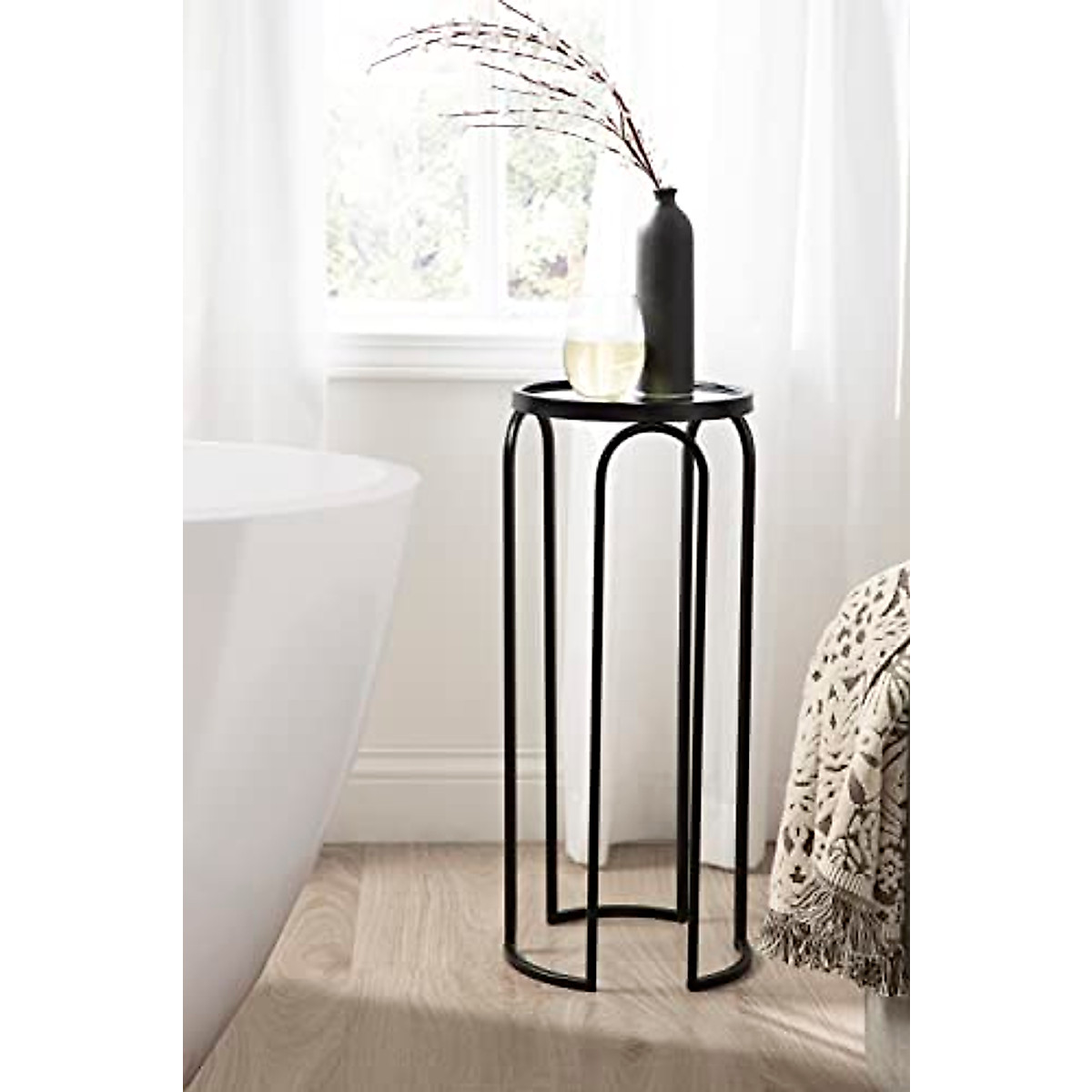 Kate and Laurel Pomeroy Modern Contemporary Glam Metal Drink Table for Display and Home Décor, 11x11x24, Black