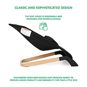 Evolur Koko Portable Infant Bouncer in Black, Breathable Fabric, Removable Seat Cover, Easy to Clean Baby Bouncer