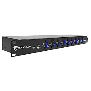 Rockville 1U 15A Rack Mount DJ Pro Audio Power Supply Strip w/USB Charging (RDF9U)
