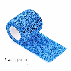 Kuanfine 12 Pack 2 Inches Self Adhesive Bandage Wrap Vet Wrap for Pets, Stretch Self Adherent Tape Cohesive Wrap for Athletic, Sports, Wrist and Ankle(Multi Colors)