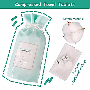 50 Pcs Compressed Towel Tablets Portable Disposable Coin Tissues, Soft Compressed Wash Wipe, Face Care Cloth, Perfect for Traveling Camping Cosmetic Use