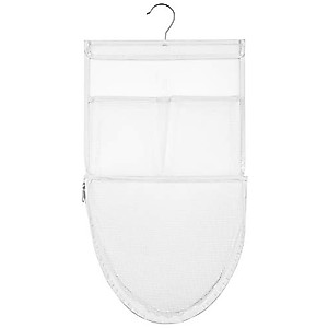 ALYER Hanging Bath Toy Organizer,Bottom Zippered Bathtub Toy Storage Mesh Bag with Sturdy Hanger (White)
