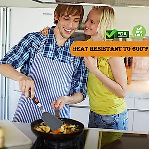 Silicone Spatula Turner, 4-Pack Spatulas 600°F Heat Resistant Set for Nonstick Cookware, Kitchen Cooking Utensils BPA Free Rubber Egg, Crepe, Pancake,Burger,Fish