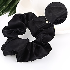 10 Pieces Satin Scrunchies Hair Ties Silky Small Elastic Hair Bobbles Ponytail Holders Curly Accessories for Women Girls Kids Adults(Black)