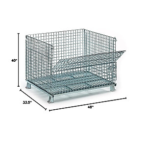 Nashville Wire Collapsible Wire Containers With Zinc-Plated Finish - 48"Wx40"Lx33-1/2"H - 2" Mesh Size - Container
