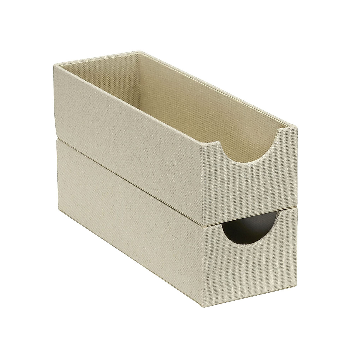 Household Essentials Cream Narrow Deep Drawer Organizer Boxes for Storage | 2pc Set