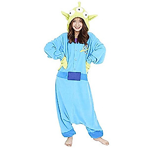 SAZAC Little Green Man Kigurumi - Onesie Jumpsuit Halloween Costume (Adults)