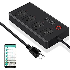 XENON Smart Power Strip - Surge Protector with 4 Individually Controlled AC outlets and 4 USB Ports,Compatible with Alexa and Google Home,5ft Extension Cord,No Hub Required,ETL Listed,10A