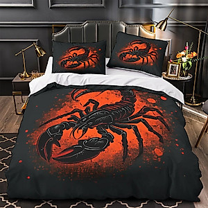 EVMILA Scorpion Comforter Covers Duvet Cover for Boys Girls Quilt Cover 3D Print Insects with Pillow Cases with Zipper Closure Bedding Set Soft Microfiber 3 Pieces Queen（228x228cm）, Style-10