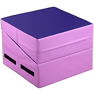 M HI-Mat Gymnastics Mat Cheese Wedge Mat Home Gymnastics Mat, Multi-size Skill Shape Rolling mat Home Sports Cheese Mat (purple&pink)