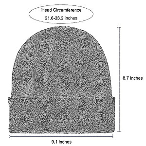 Unisex Satin Lined Winter Beanie for Women Men Silky Lining Slouchy Skull Cap Knitted Cuffed Skiing Knit Hat(Black & Dark Grey)