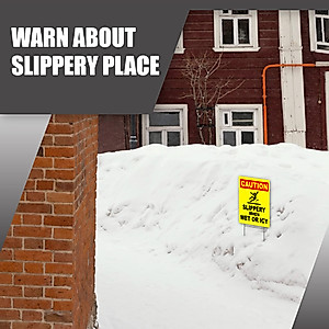 3 PC Caution Slippery When Wet Sign - 8 x 12 Double Sided Coroplast Wet Floor Signs - Watch Your Step Sign - Wet Floor Signs Commercial