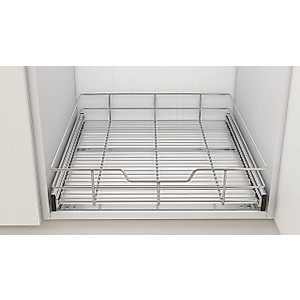 Pull Out Cabinet Organizer - Slide Out Under Cabinet Basket for Kitchen, Bathroom, Pantry Heavy Duty Slide Out Shelves, Requires At Least 24” Cabinet Opening (23.6W x 22D x 5.5H inch, Chrome)