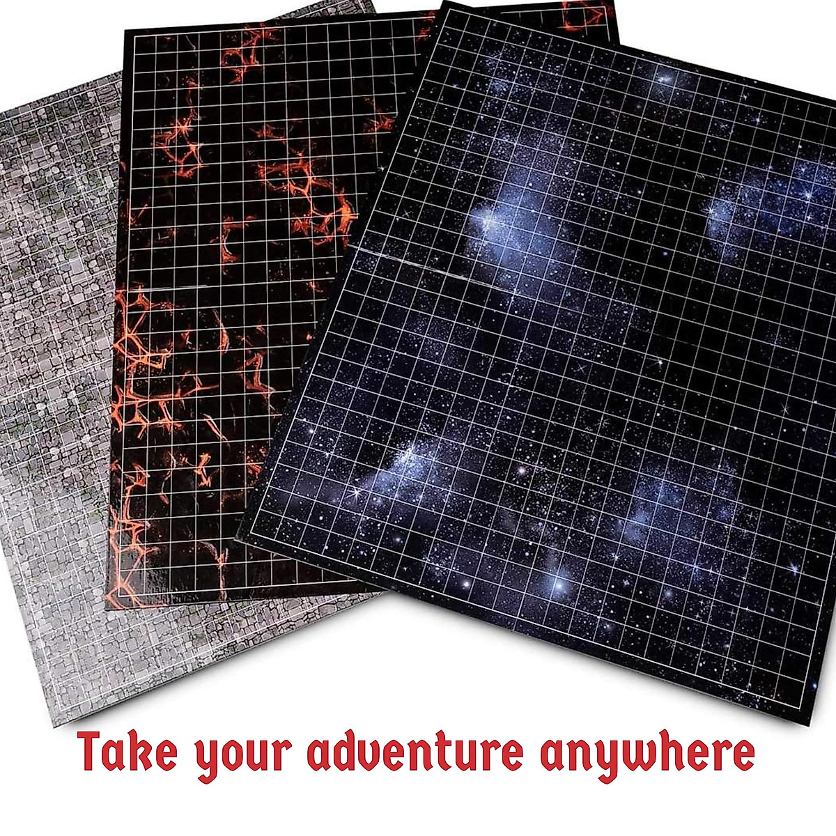 Hexers Role-Playing Game Board Mat, Square Grid Terrains, 8 Different terrains, Compatible with Dungeons and Dragons DND Pathfinder RPG, 27 on 23 inches, 1 inch Squares, Foldable & Dry Erase