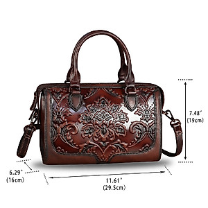 Genuine Leather Top Handle Handbag for Women Handmade Vintage Satchel Retro Cowhide Crossbody Handbags Purse Hobo Bags