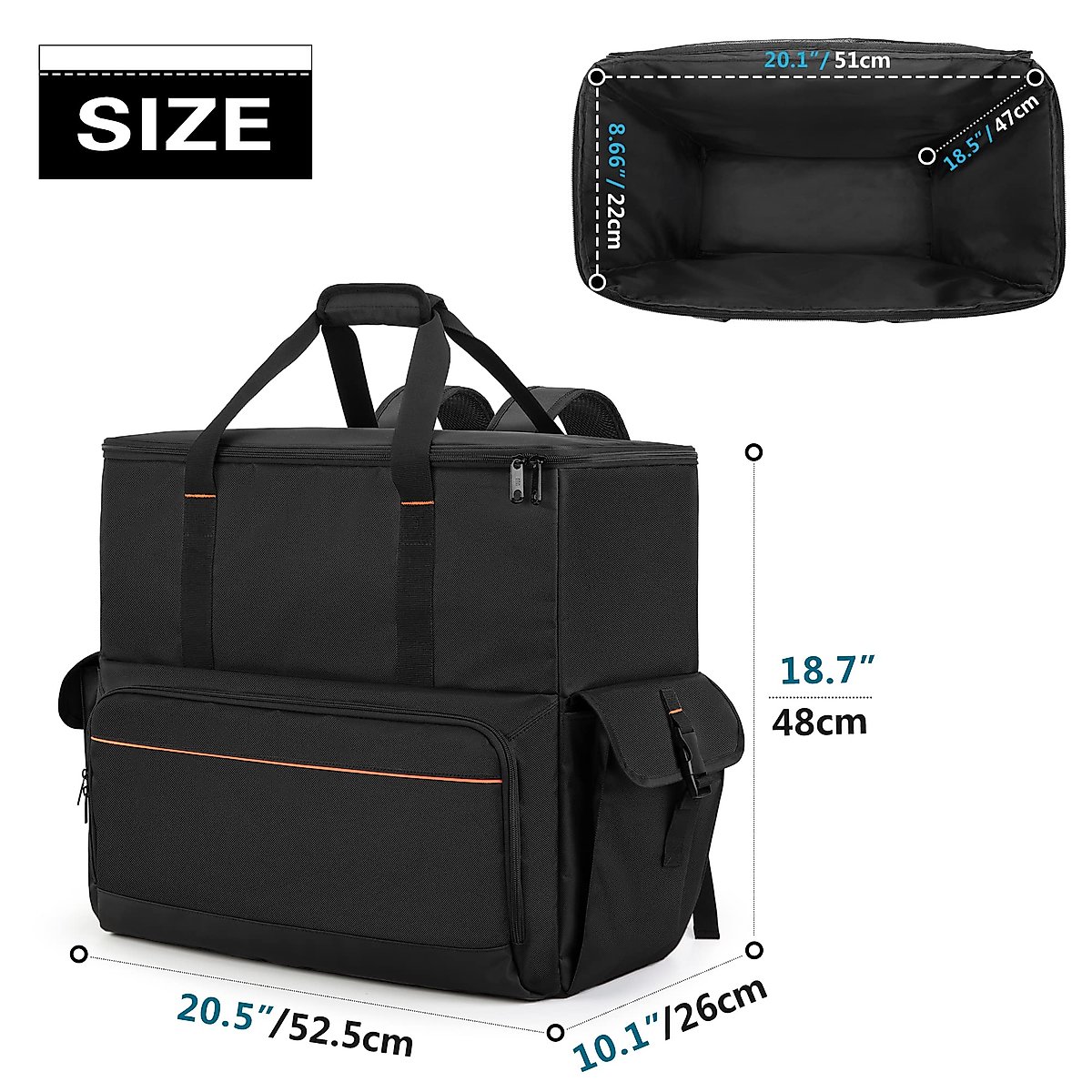 Trunab Computer Desktop Tower Carrying Case, PC Backpack for Computer Main Processor Case, Keyboard, Cable and Mouse, Earphone, Bag Only, Black