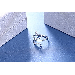 Alphm Snake Ring for Women S925 Sterling Silver Adjustable Wrap Open Spoon Rings Jewelry