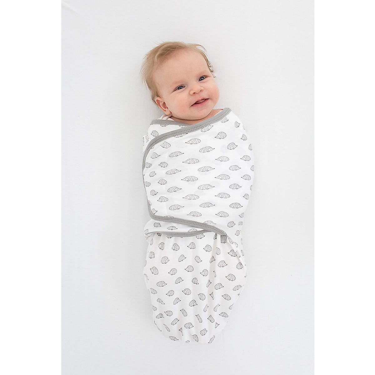 SwaddleDesigns Swaddle Blanket with Adjustable Wrap, Set of 3, Tiny Hedgehog, Black