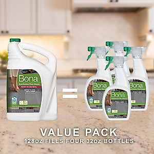 Bona Multi-Surface Floor Cleaner Refill, for Stone Tile Laminate and Vinyl LVT/LVP, 128 Fl Oz