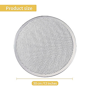 YEUIKERR 2 Pack Pizza Screen,12 Inch Non-Stick Bakeware Baking Screen, Aluminum Pizza Pan with Holes Pizza Mesh, Seamless