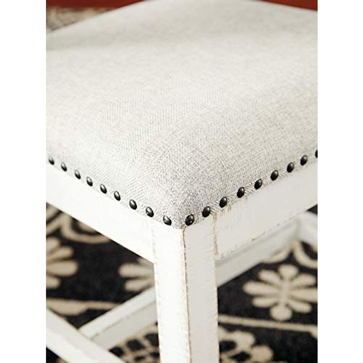 Signature Design by Ashley Valebeck Vintage Farmhouse Cushioned Dining Chair, 2 Count, Whitewash