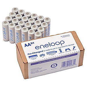 Eneloop Panasonic BK-3MCA24/CA AA 2100 Cycle Ni-MH Batteries 24 Pack & Panasonic K-KJ55MCA4BA Advanced Individual Battery 3 Hour Quick Charger with 4 AA Rechargeable Batteries, White