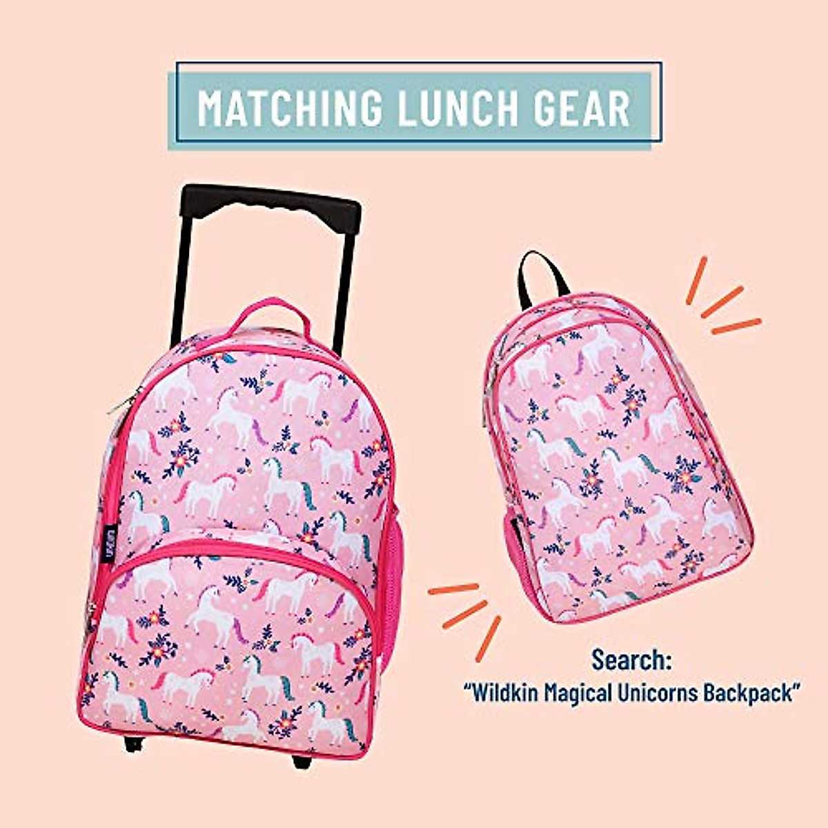 Wildkin Kids Rolling Luggage for Boys and Girls, Carry on Luggage Size is Perfect for School and Overnight Travel, Measures 16 x 12 x 6 Inches (Magical Unicorns)