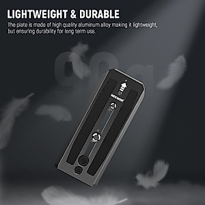 NEEWER 501PL Tripod Fluid Head Quick Release Plate Compatible with Manfrotto MVH500AH MVH502AH, Camera Mounting Plate with 1/4" and 3/8" Screws, Anti Off Pin for GM001 GM002 GM006 Fluid Heads, QR5