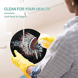 Indian Skull Printed Round Cutting Board Glass Chopping Blocks Mats Food Tray for Home Kitchen Decoration