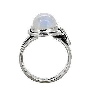 YoTreasure 10x12 MM Rainbow Moonstone in 925 Sterling Silver Solitaire Ring
