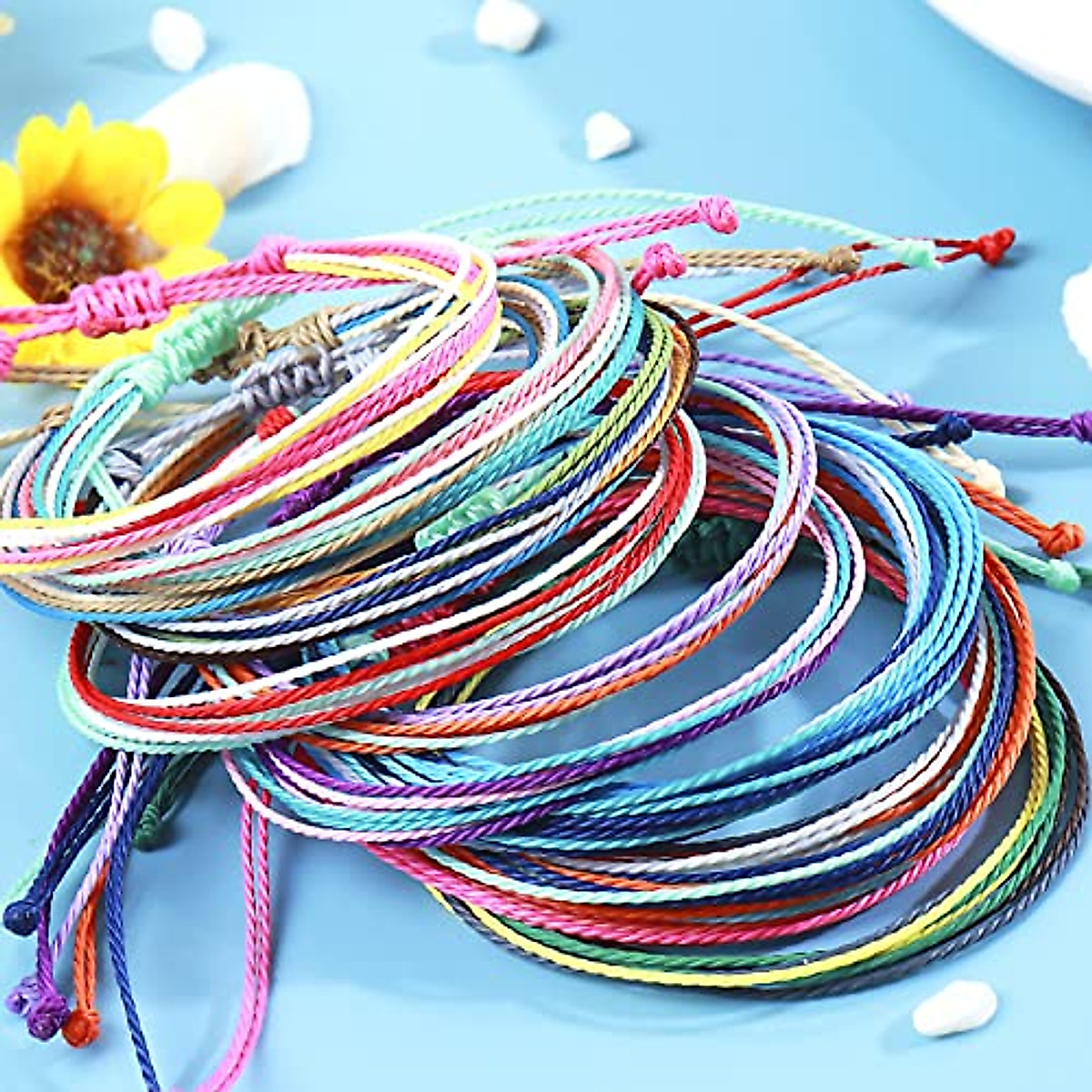 choice of all 20 Pieces Cute Bracelets for Teen Girls Sunflower String Bracelet Summer Ocean Anklets Adjustable Waterproof Handmade Bracelets Anklets for Women Men